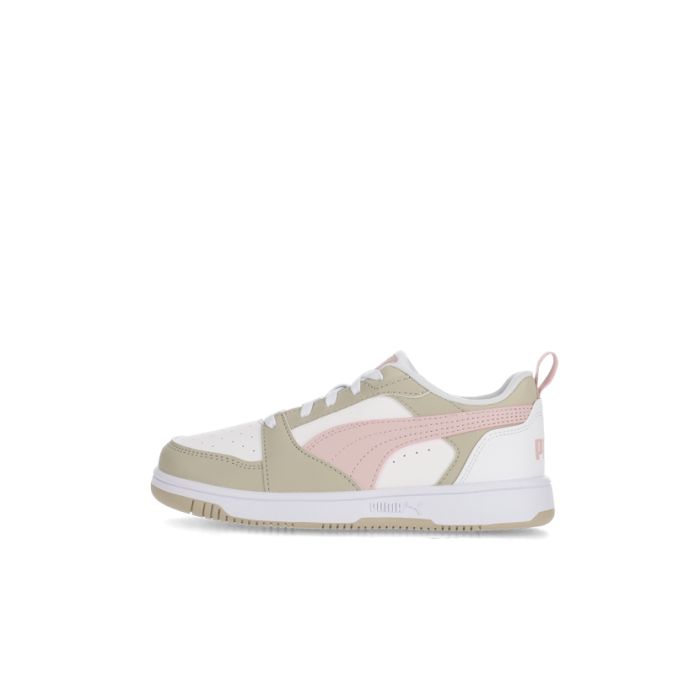 Puma Rebound V6 Lo PS Kids Shoes White/Mauve | Side Step