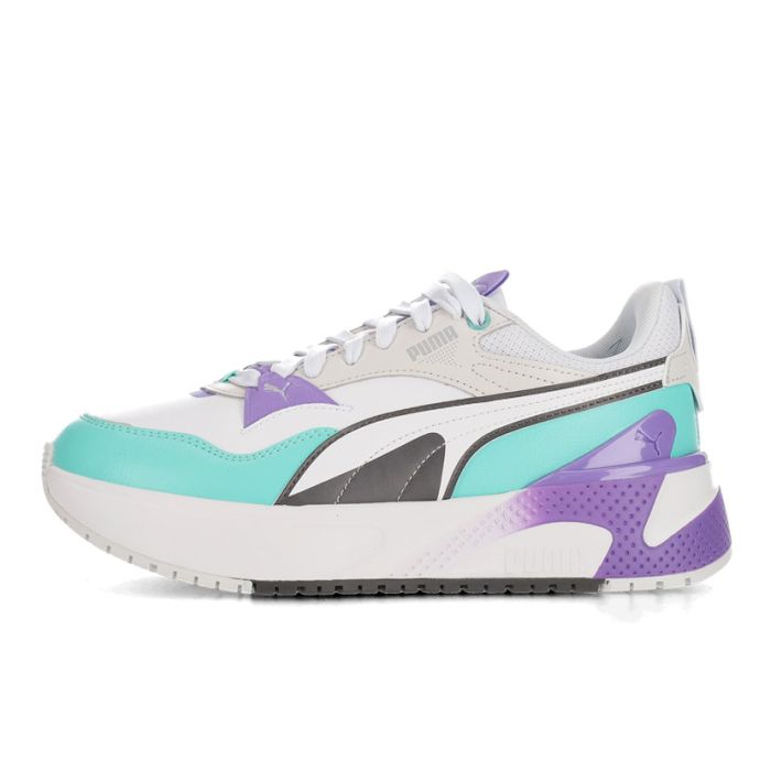 Puma R75 Disrupt Shoes Womens White/Blue/Grey | Side Step