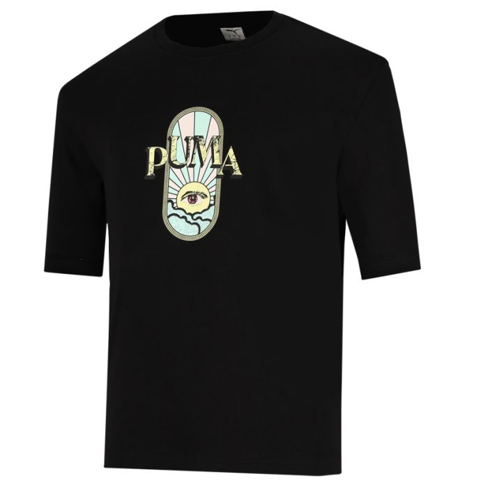 Puma Graphic Fest Boxy T-Shirt Mens Black | Side Step